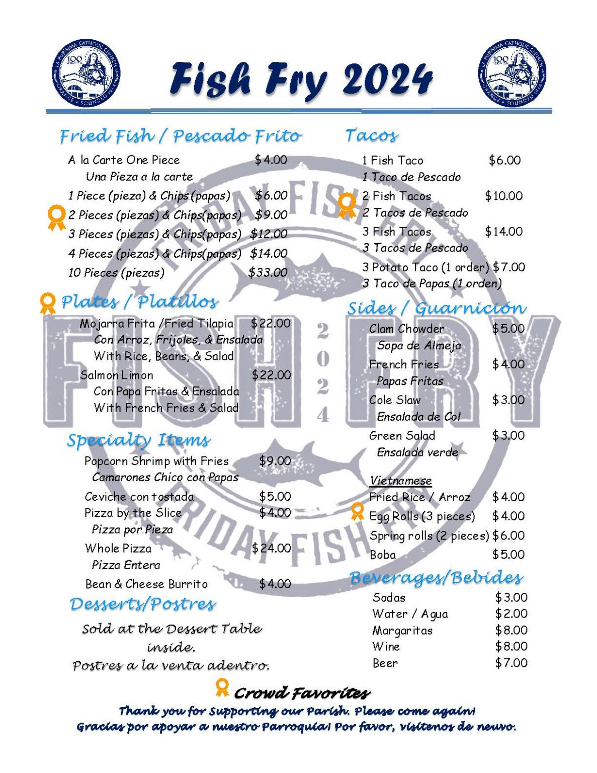 Our Annual and OC’s Best Fish Fry – La Purisima Catholic Church